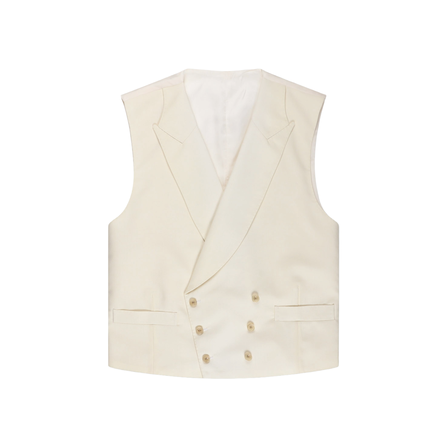 Double Breasted Waistcoat in Ivory Wool